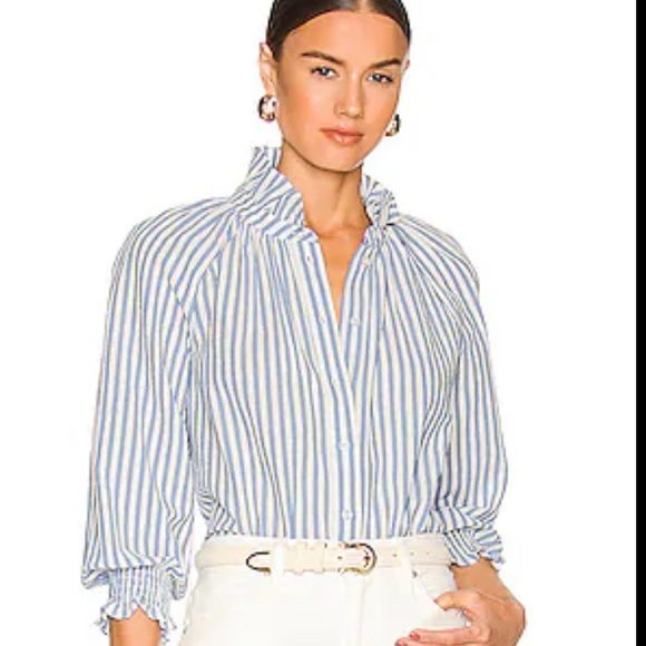 Veronica Beard | Tops | Veronica Beard Womens Calisto Stripe Ruffle ...